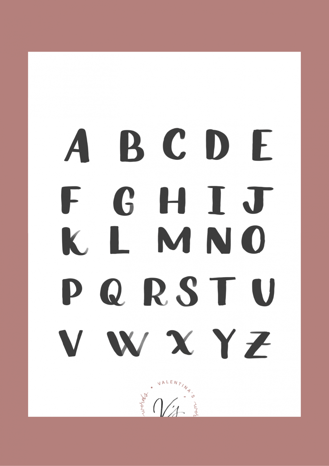 Lettering Abecedario Minúsculas Y Mayúsculas Valentina Words